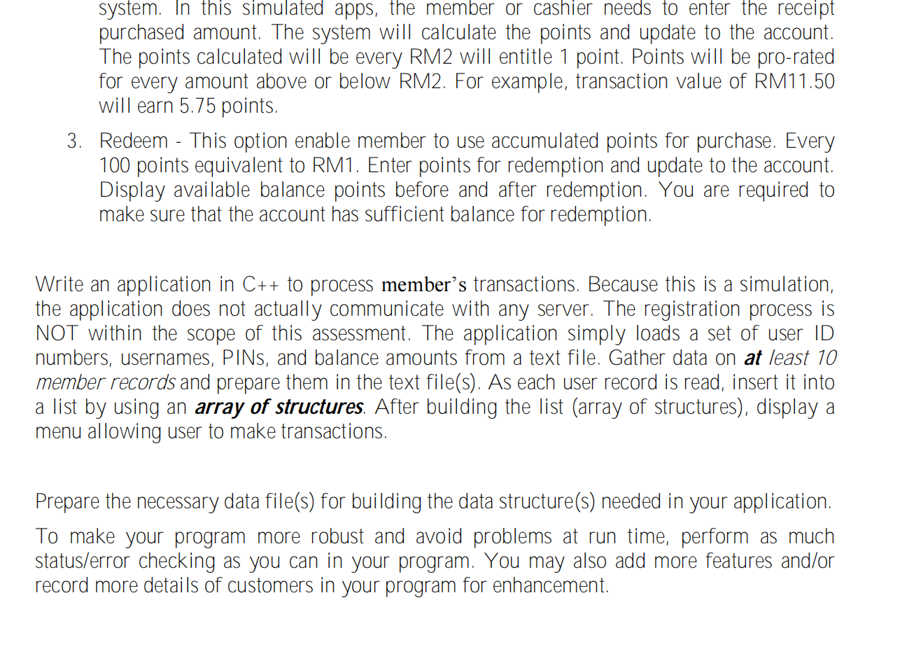 Solved Introduction - Simulation of Member Points System | Chegg.com