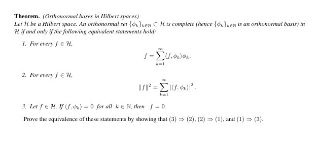 Solved (Orthonormal bases in Hilbert spaces) Let H be a | Chegg.com