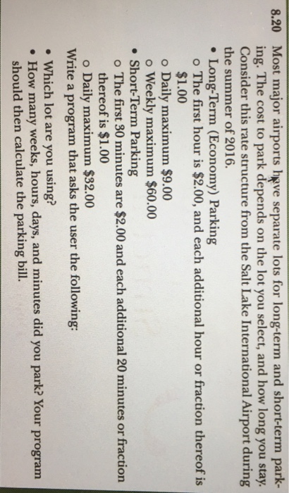 Solved Most major airports hgve separate lots for long-term | Chegg.com
