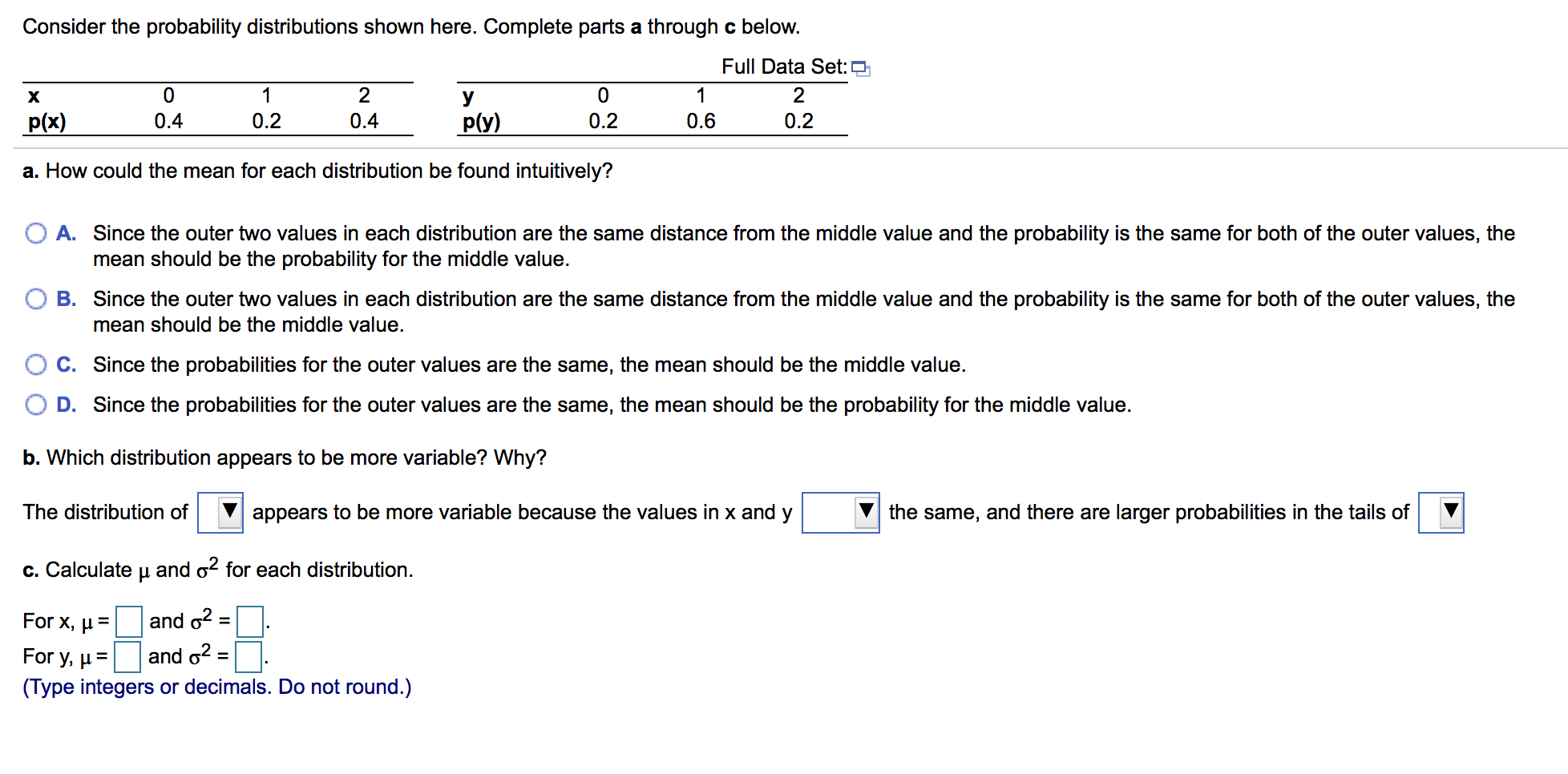 Solved Consider the probability distributions shown here. | Chegg.com