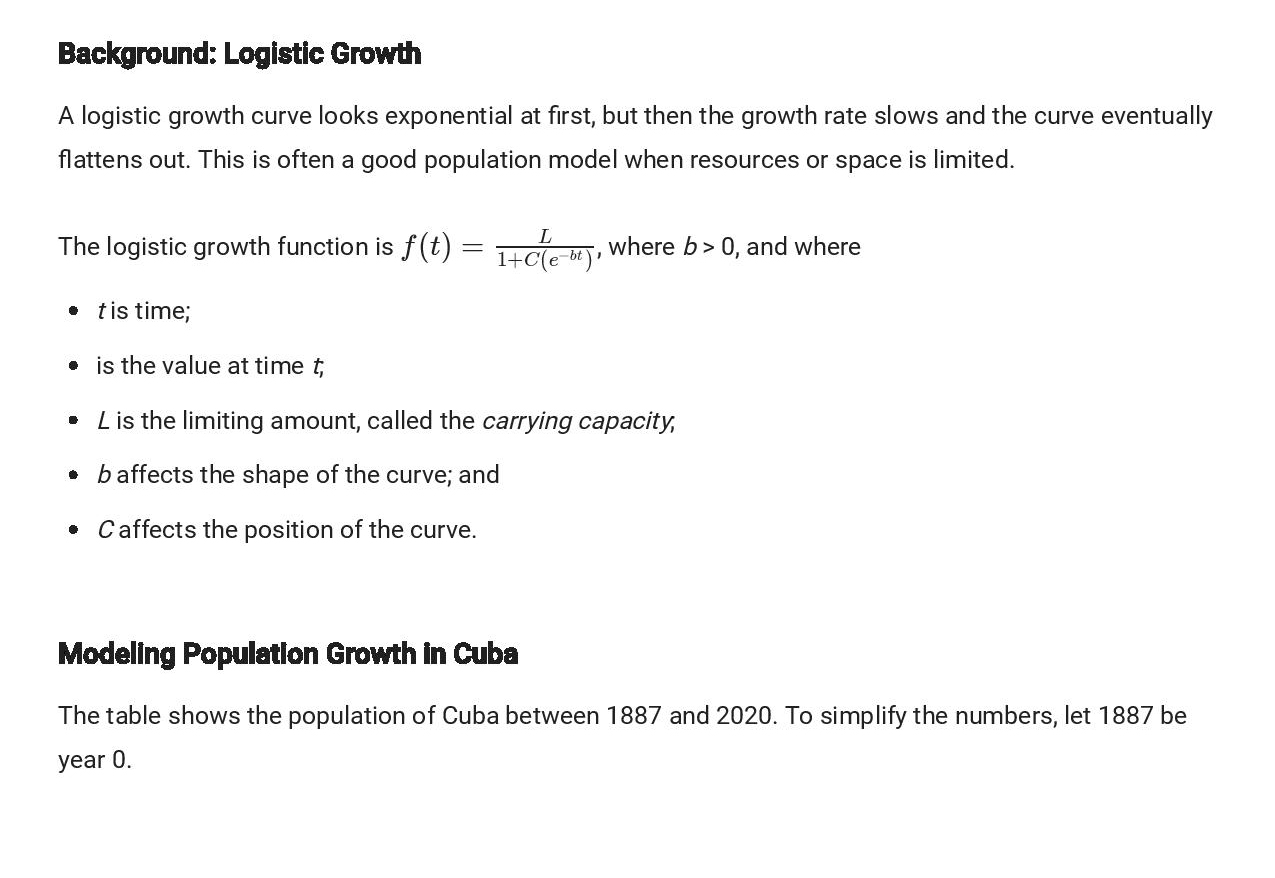 Solved Background: Logistic Growth A logistic growth curve | Chegg.com