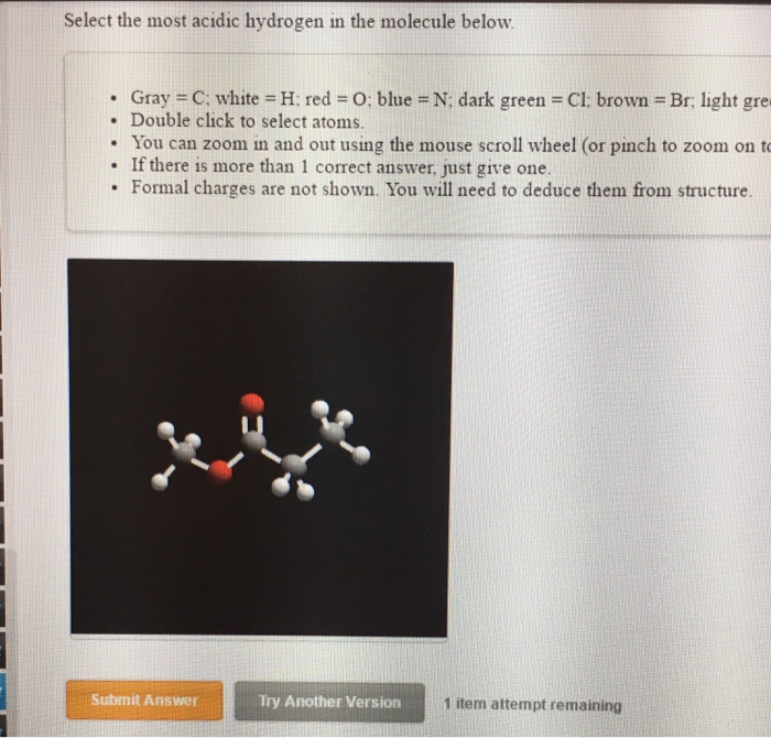 Solved Select the most acidic hydrogen in the molecule below | Chegg.com