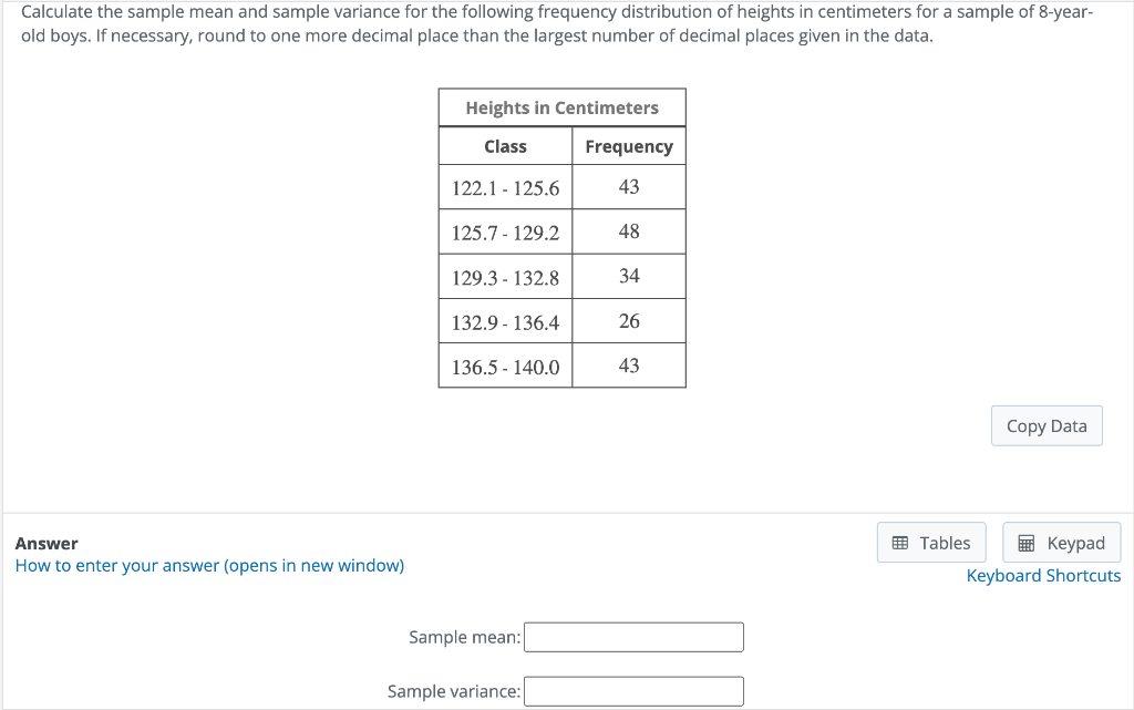 Solved Calculate the sample mean and sample variance for the | Chegg.com