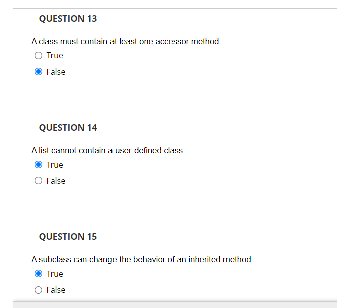 Solved QUESTION 13 A class must contain at least one | Chegg.com