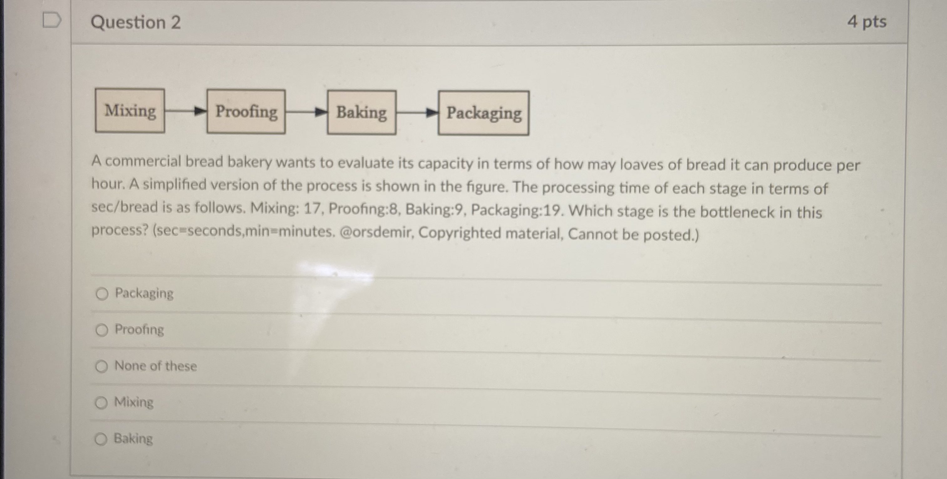 Solved A commercial bread bakery wants to evaluate its | Chegg.com