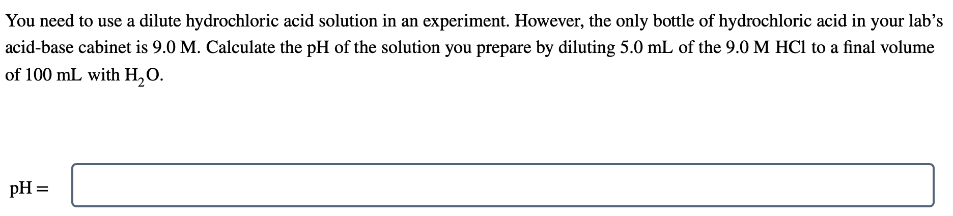 Solved You need to use a dilute hydrochloric acid solution | Chegg.com