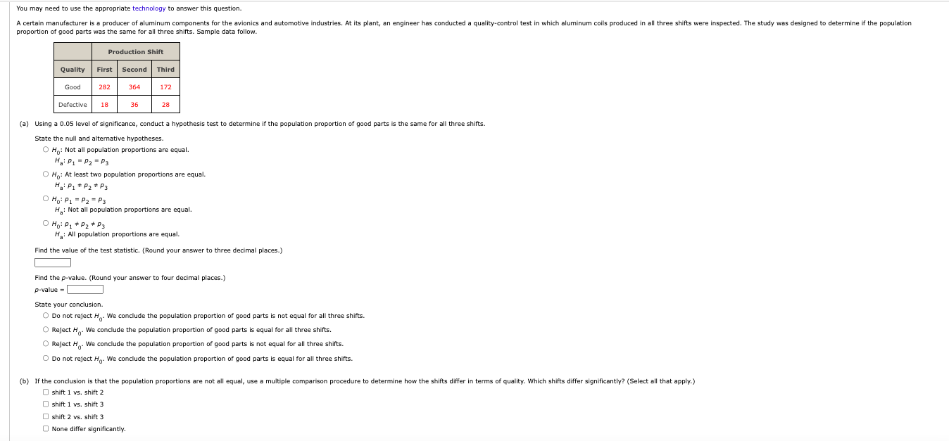 Solved Ha:p1=p2=p3 H0 : At least two population proportions | Chegg.com