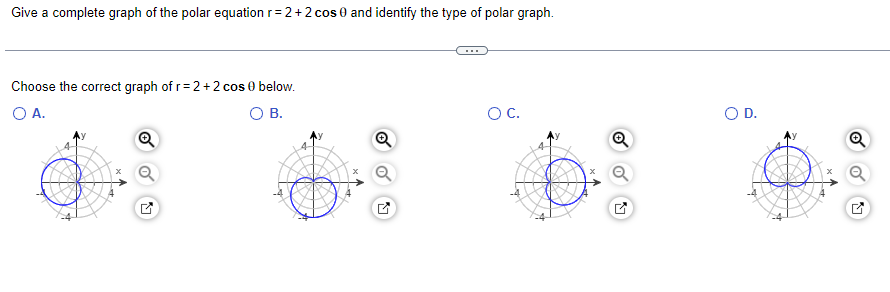 Solved Give a complete graph of the polar equation r=2+2cosθ | Chegg.com