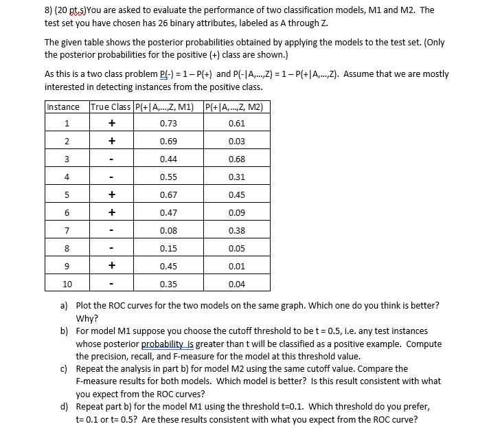 Solved 8) (20pt,s) You are asked to evaluate the performance | Chegg.com