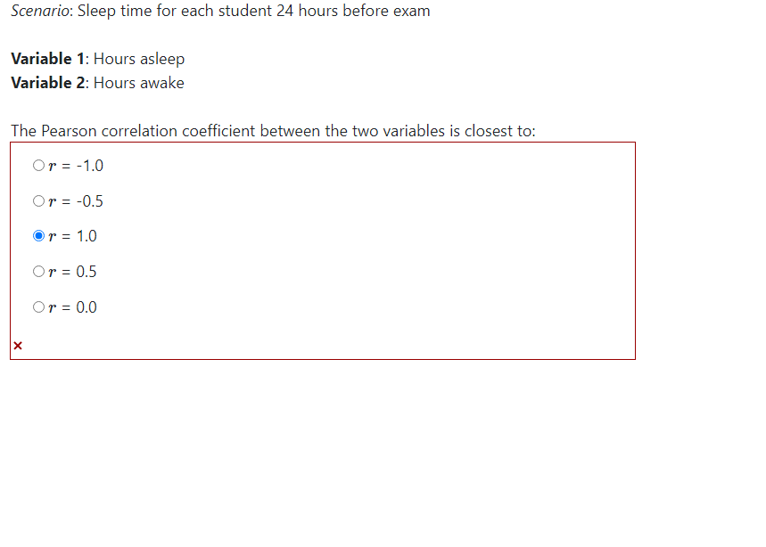 Solved Scenario: Sleep time for each student 24 hours before | Chegg.com