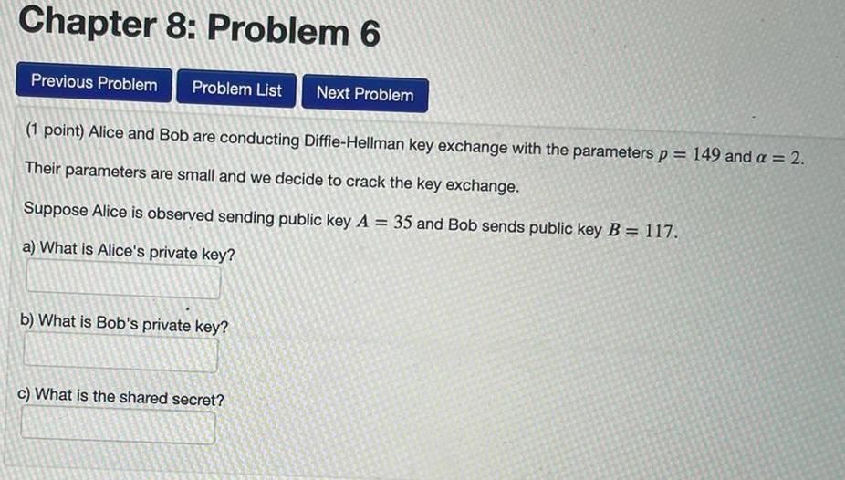 Solved Chapter 8: Problem 6 Previous Problem Problem List | Chegg.com