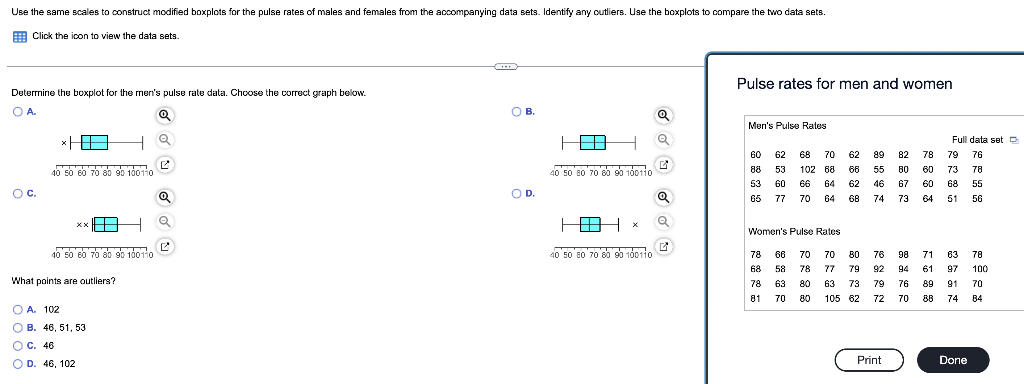 Solved Use the same scales to construct modified boxplots | Chegg.com