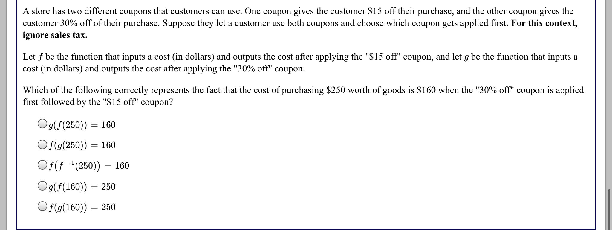 Solved A store has two different coupons that customers can | Chegg.com
