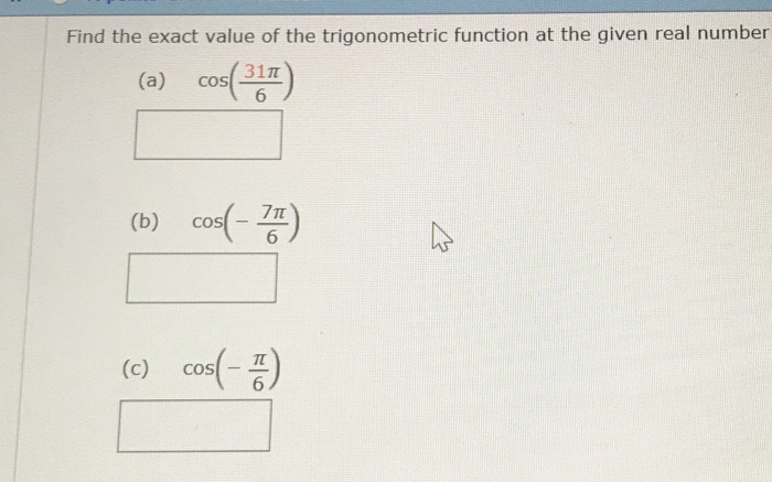Solved Find the exact value of the trigonometric function at | Chegg.com