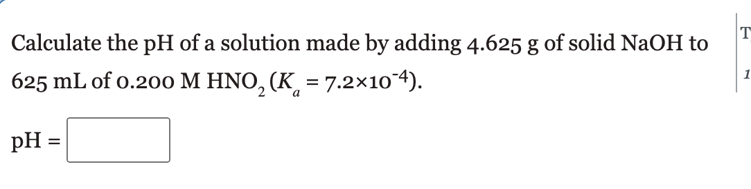 Solved Calculate the pH of a solution made by adding 4.625 g | Chegg.com