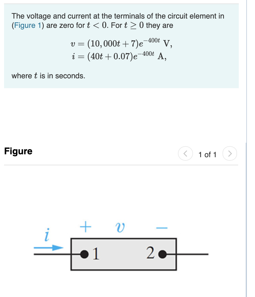 Solved The voltage and current at the terminals of the | Chegg.com