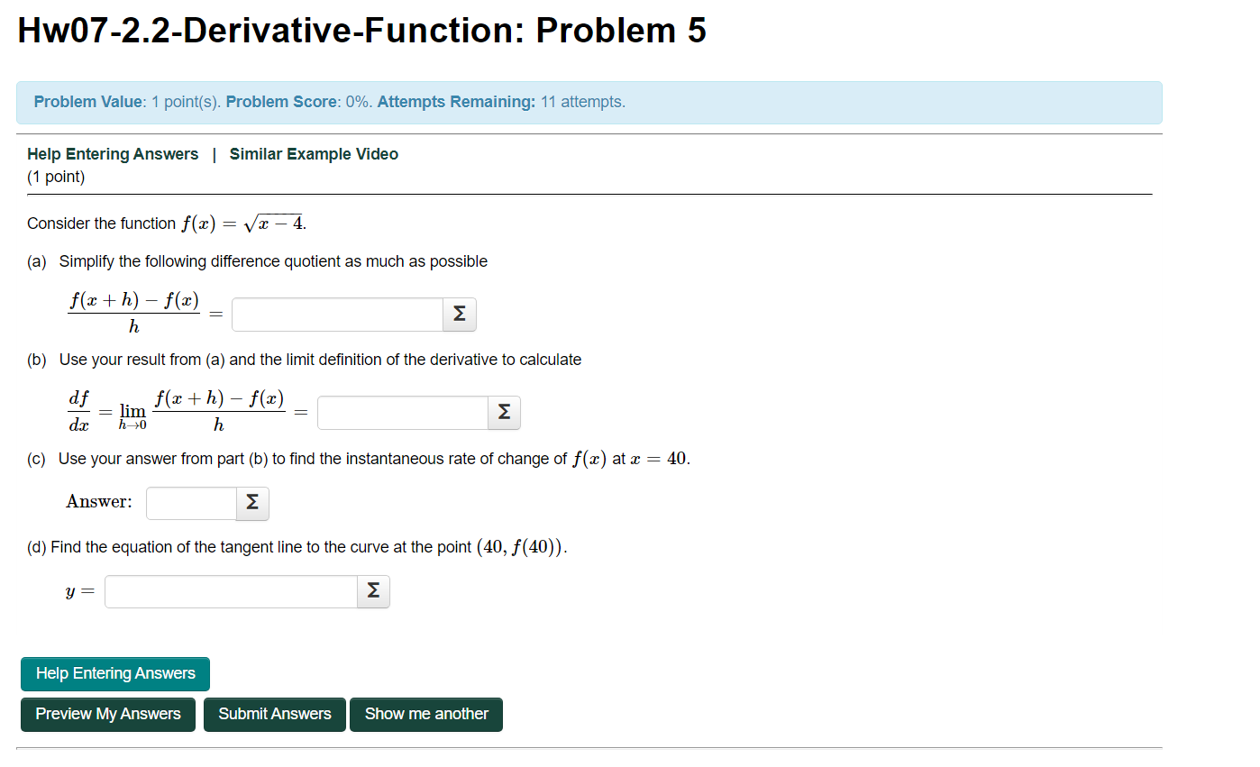Solved Hw07 2 2 Derivative Function Problem 5 Problem