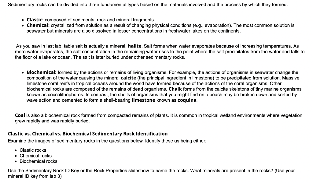 Solved Activity 2: Identifying Sediment Characteristics For | Chegg.com