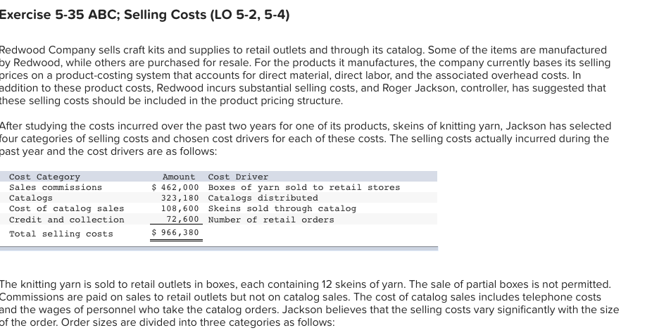 Solved Exercise 5-35 ABC; Selling Costs (LO 5-2, 5-4) | Chegg.com