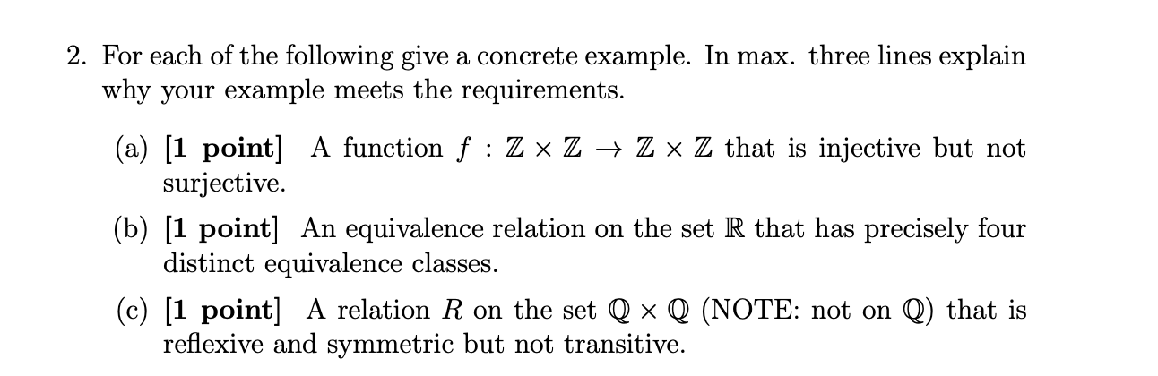 Solved 2. For each of the following give a concrete example. | Chegg.com