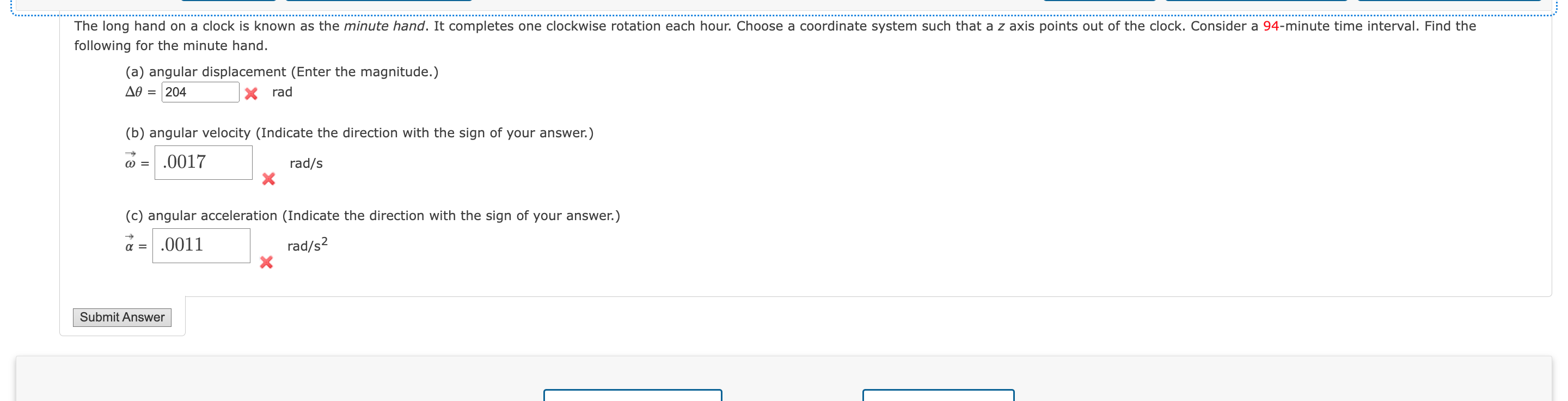 Solved following for the minute hand. (a) angular | Chegg.com