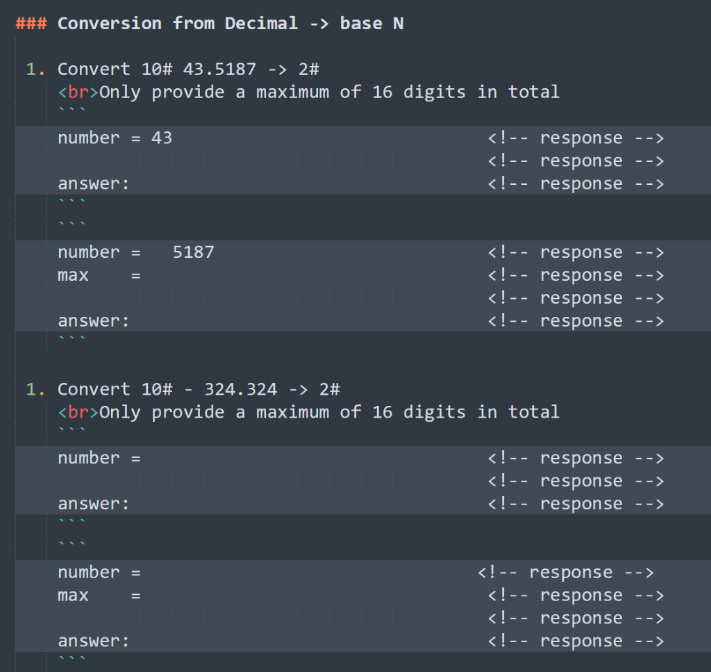 Solved \#\#\# Conversion from Decimal −> base N 1. Convert | Chegg.com