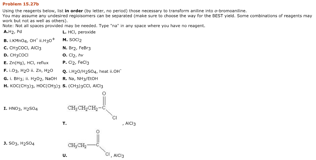 Solved Problem 15.27b Using the reagents below, list in | Chegg.com