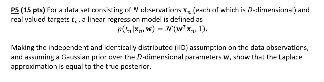 P5 (15 pts) For a data set consisting of N | Chegg.com P5 (15 pts) For a data set consisting of N | Chegg.com
