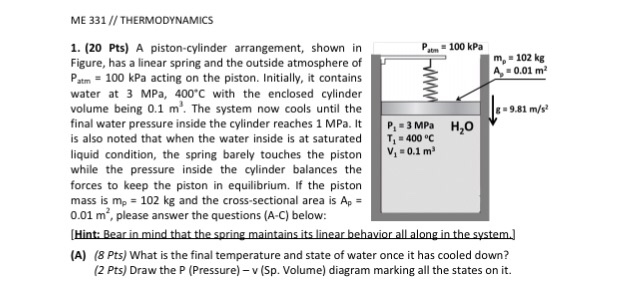 Solved ME 331 // THERMODYNAMICS 1. (20 Pts) A | Chegg.com