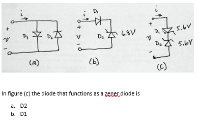 Solved (a) In figure (c) the diode that functions as a | Chegg.com