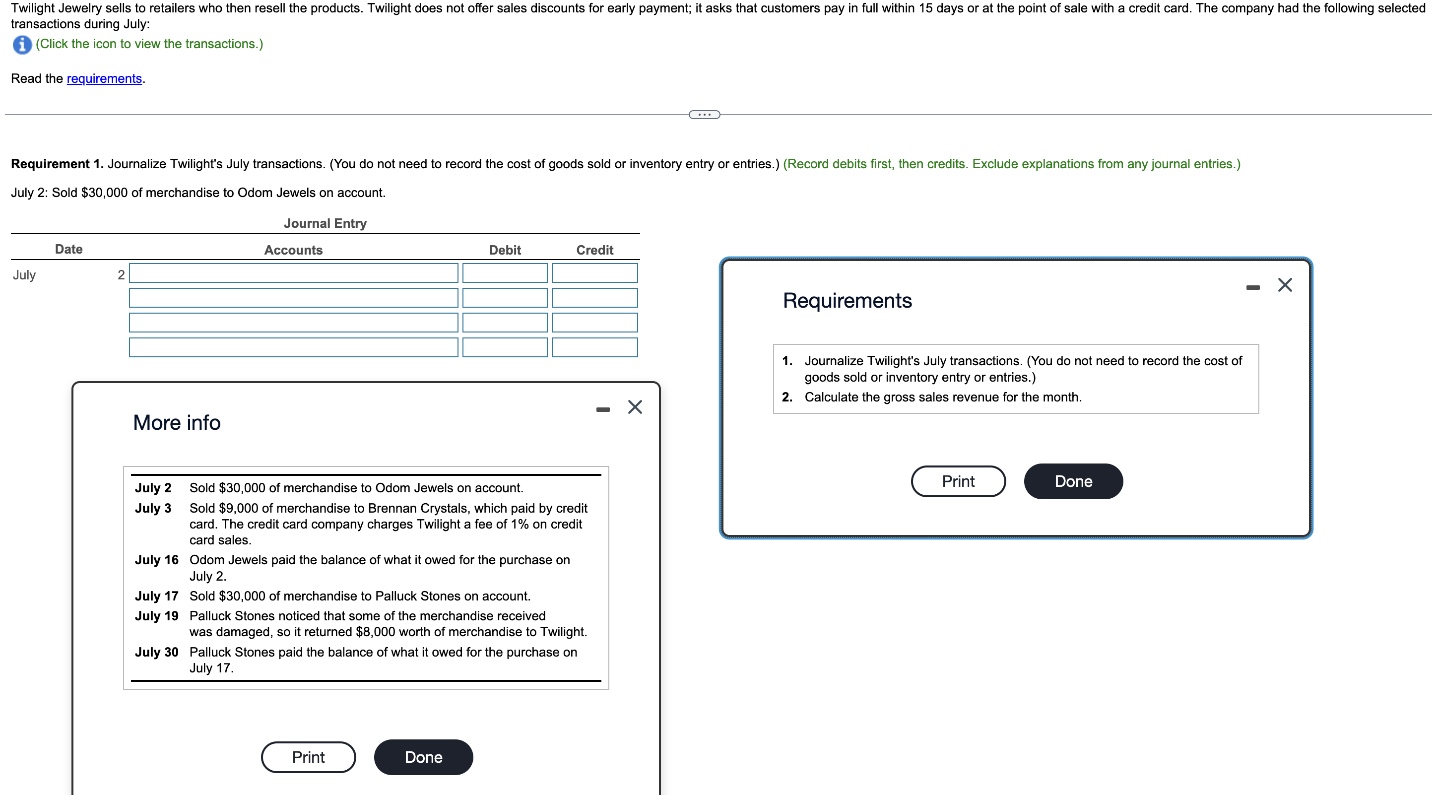 Solved transactions during July: (Click the icon to view the | Chegg.com