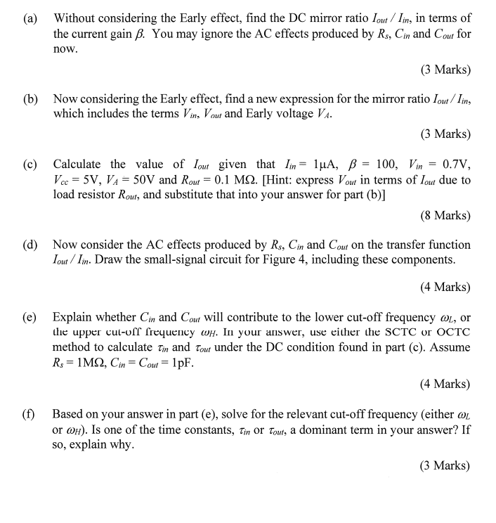 4. The BJT current mirror shown in Figure 4 consists | Chegg.com