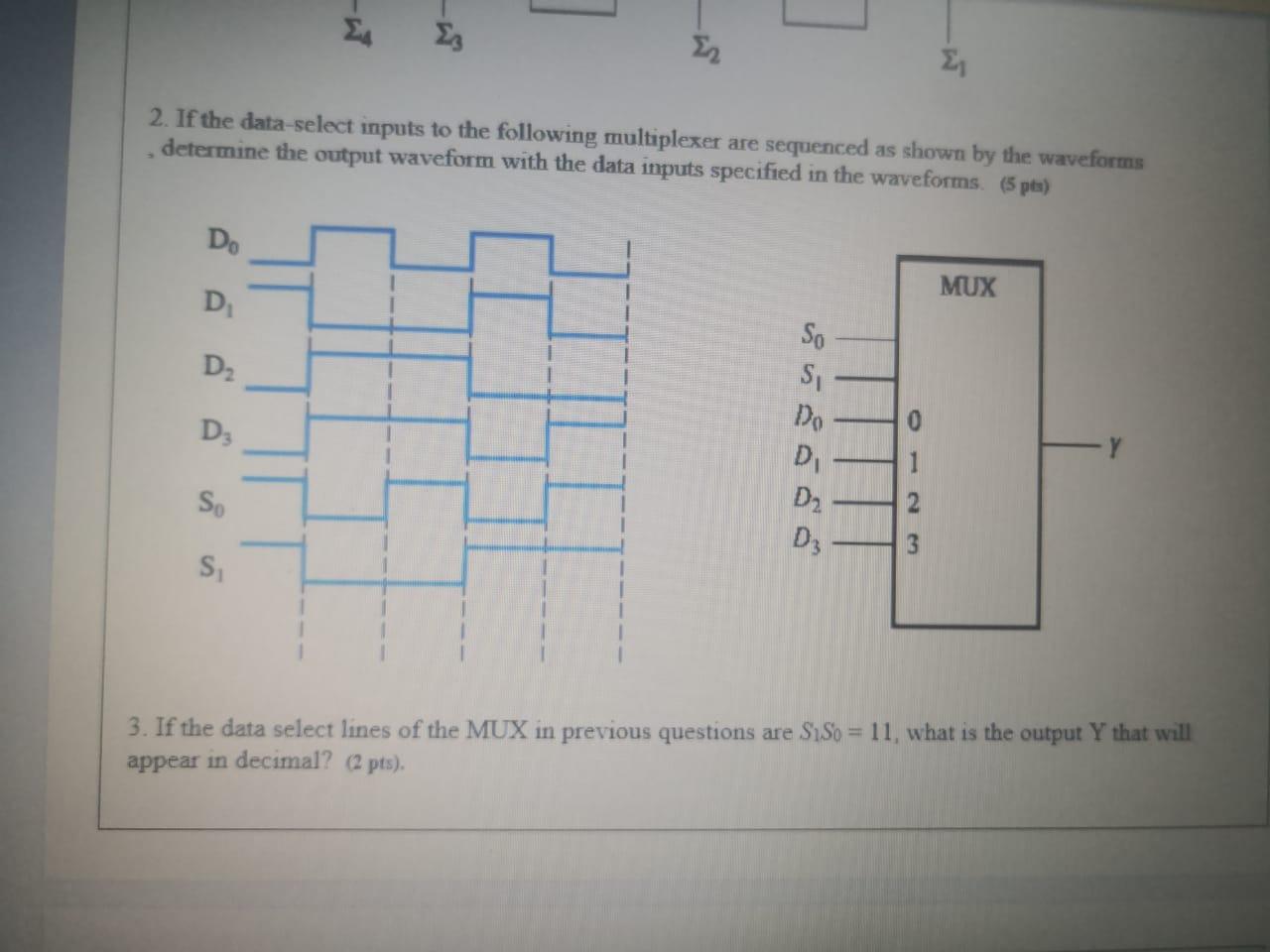 Solved - 2. If the data-select inputs to the following | Chegg.com