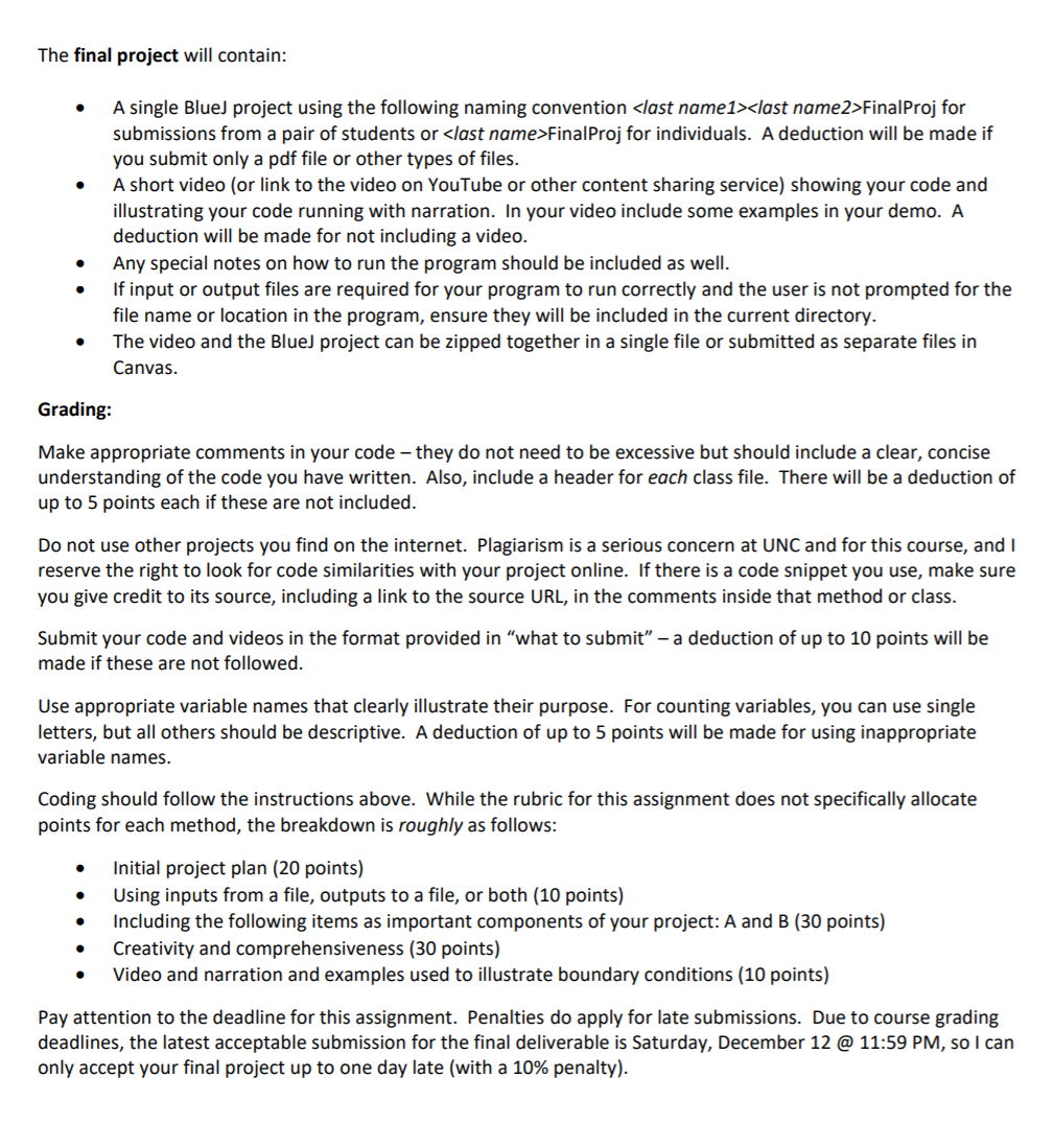 Hey guys I need some help coming up with a project | Chegg.com