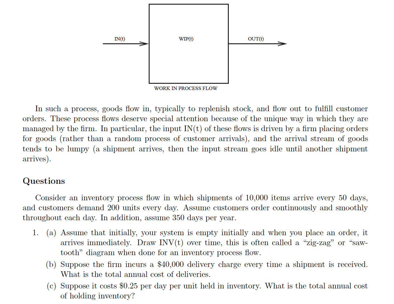 IN(t) WIP(t) OUT(t) WORK IN PROCESS FLOW In such a | Chegg.com