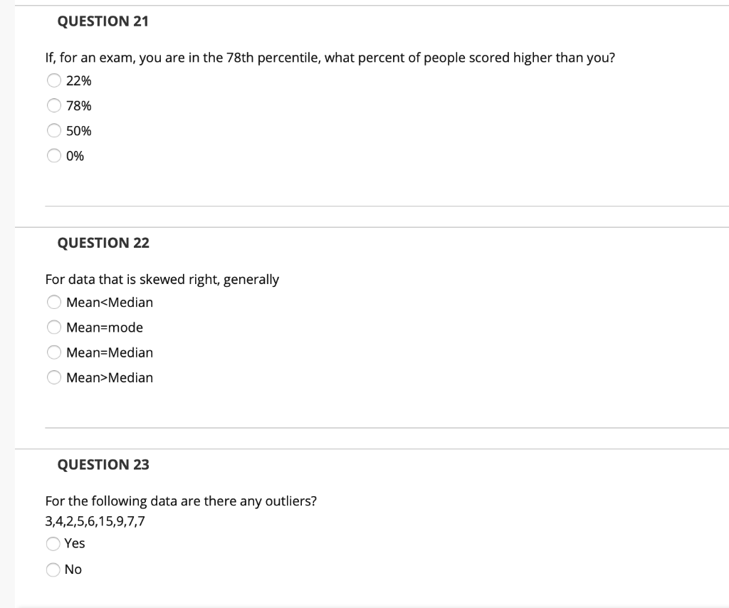 Solved QUESTION 21 If, for an exam, you are in the 78th | Chegg.com