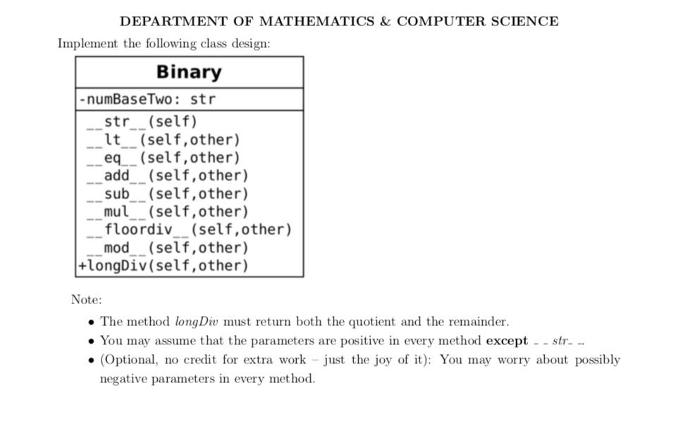 Solved Implement The Binary Class Use The Attached File To