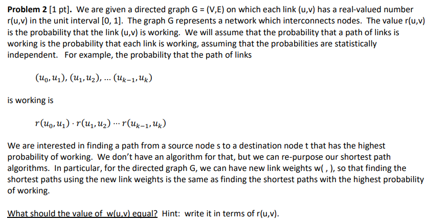 Solved Problem 2 [1 pt]. We are given a directed graph | Chegg.com
