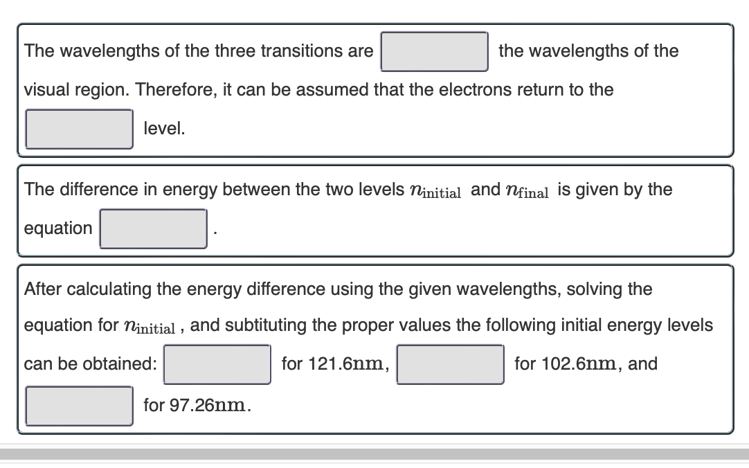 Solved The wavelengths of the three transitions are the | Chegg.com