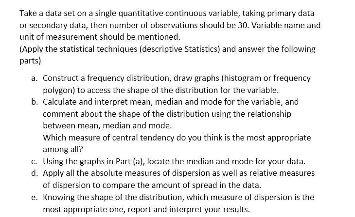 Solved Take a data set on a single quantitative continuous | Chegg.com