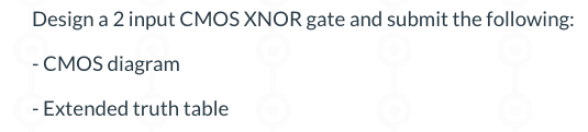 Solved Design a 2 input CMOS XNOR gate and submit the | Chegg.com