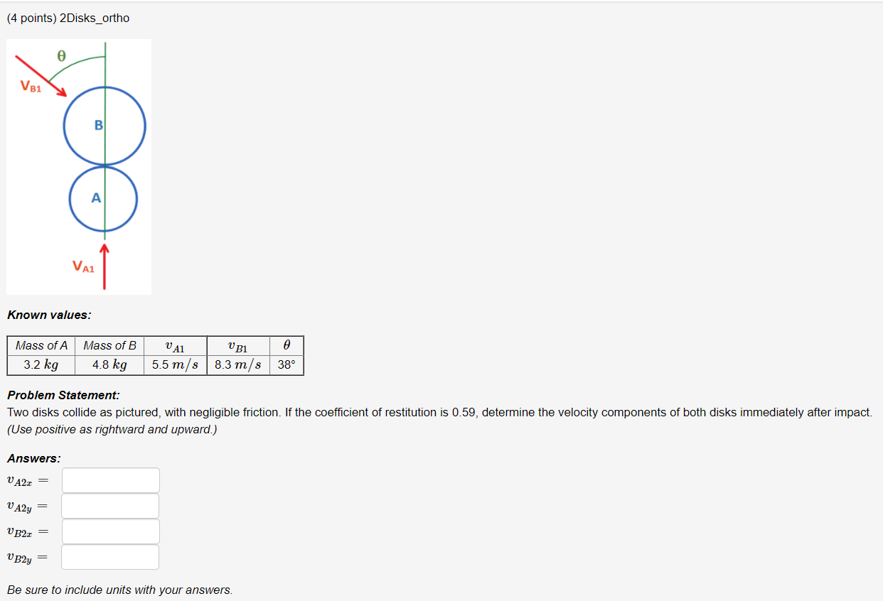 Solved (4 points) 2 Disks ortho ө V81 8 VA Known values: | Chegg.com