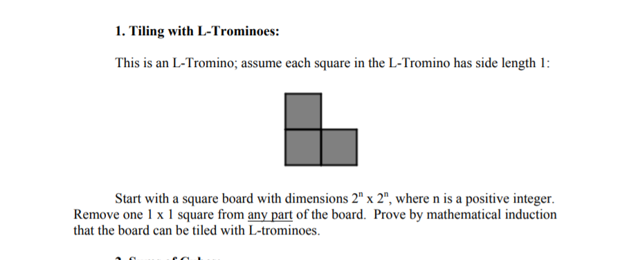 Solved 1. Tiling with L-Trominoes: This is an L-Tromino; | Chegg.com