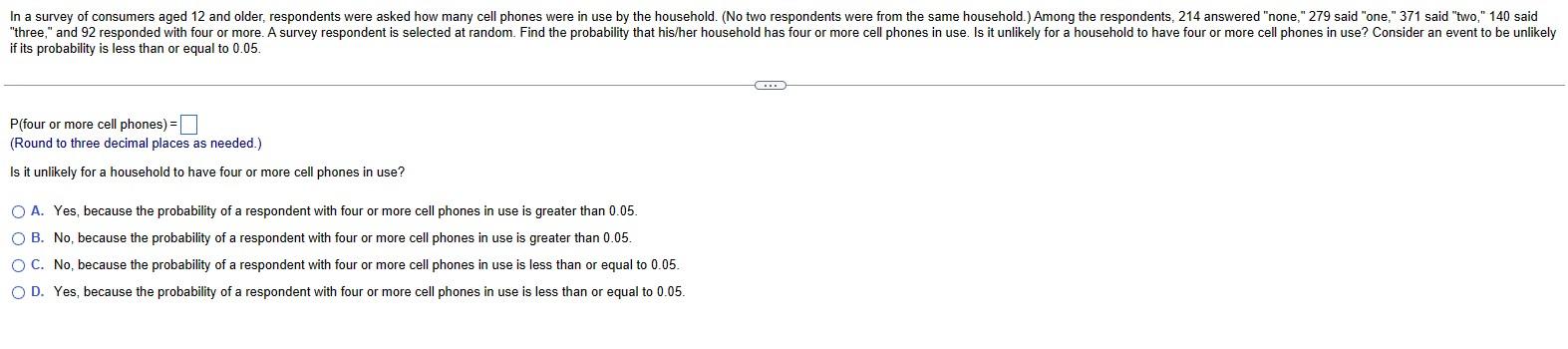 Solved if its probability is less than or equal to 0.05 . P( | Chegg.com