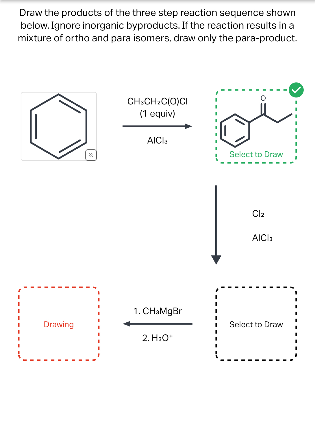 Solved Draw the products of the three step reaction sequence | Chegg.com
