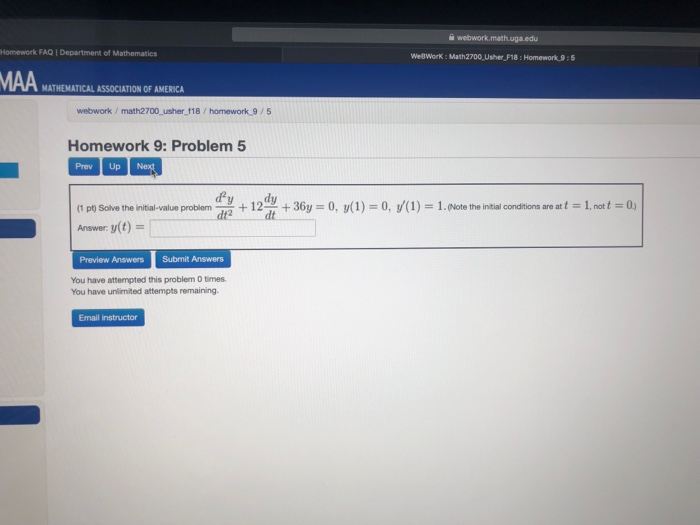 Solved @ webwork.math.uga.edu Homework FAQ I Department of | Chegg.com