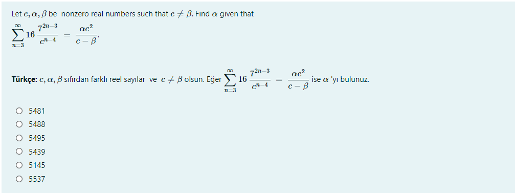 Solved Let c,α,β be nonzero real numbers such that c =β. | Chegg.com