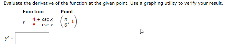 Solved Evaluate the derivative of the function at the given | Chegg.com