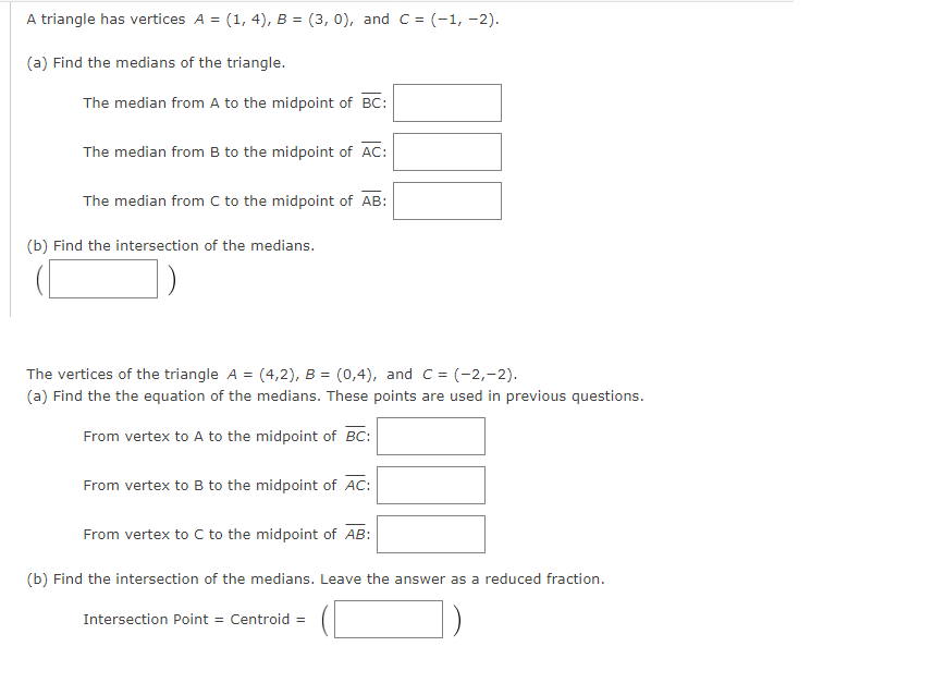 Solved A triangle has vertices A=(1,4),B=(3,0), and | Chegg.com