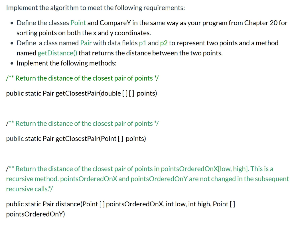Solved (Closest pair of points) Section 22.8 introduced the | Chegg.com